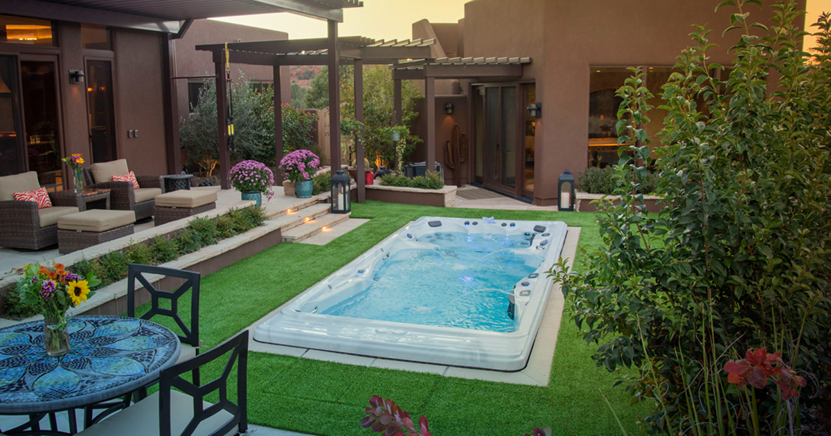 Swim spa backyard ideas: A true desert oasis